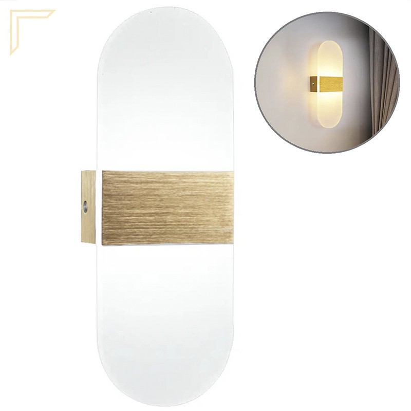 Arandela Interna Dourada Acrilico Jateado Led Integrado Lup92 :: Acende ...
